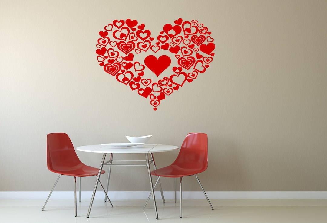 Heart Made up From Hearts Wall Art Decal Sticker Love Home Decor Design ...
