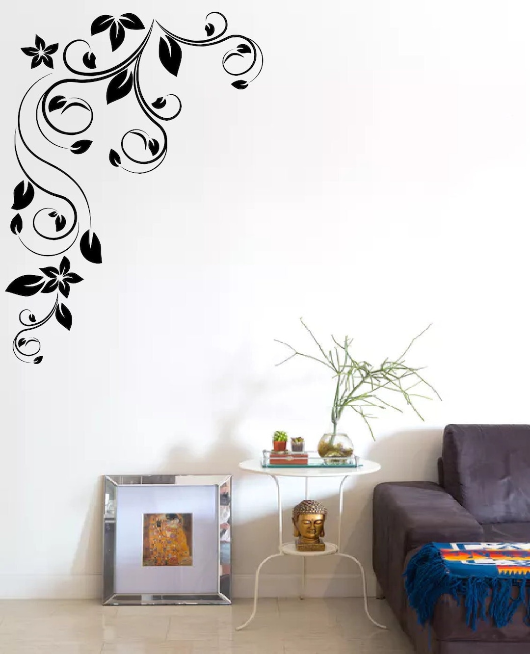 Corner Flower Wall Art Decal Sticker Home Decor FL22 - Etsy