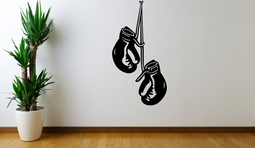 Hanging Boxing Gloves Wall Art Decal Sticker Home Decor Transfer Sport ...
