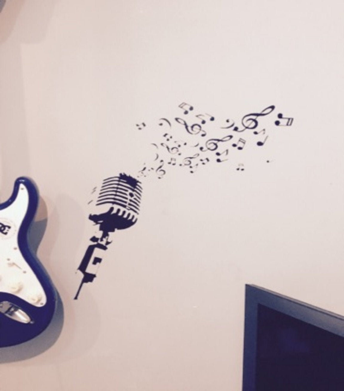 Microphone Music Notes Wall Art Decal Sticker Home Decor | Etsy