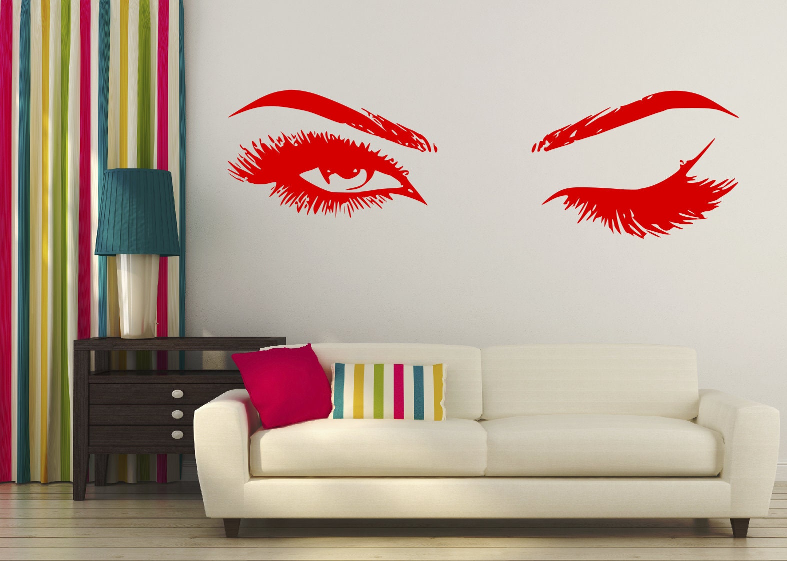 Beautiful Winking Eyes & Brows Wall Art Decal Sticker Home - Etsy UK