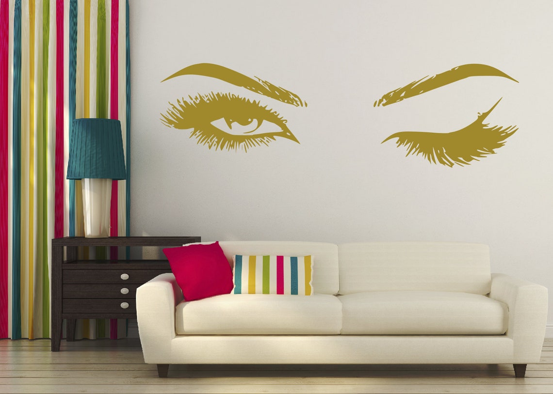 Beautiful Winking Eyes & Brows Wall Art Decal Sticker Home - Etsy UK