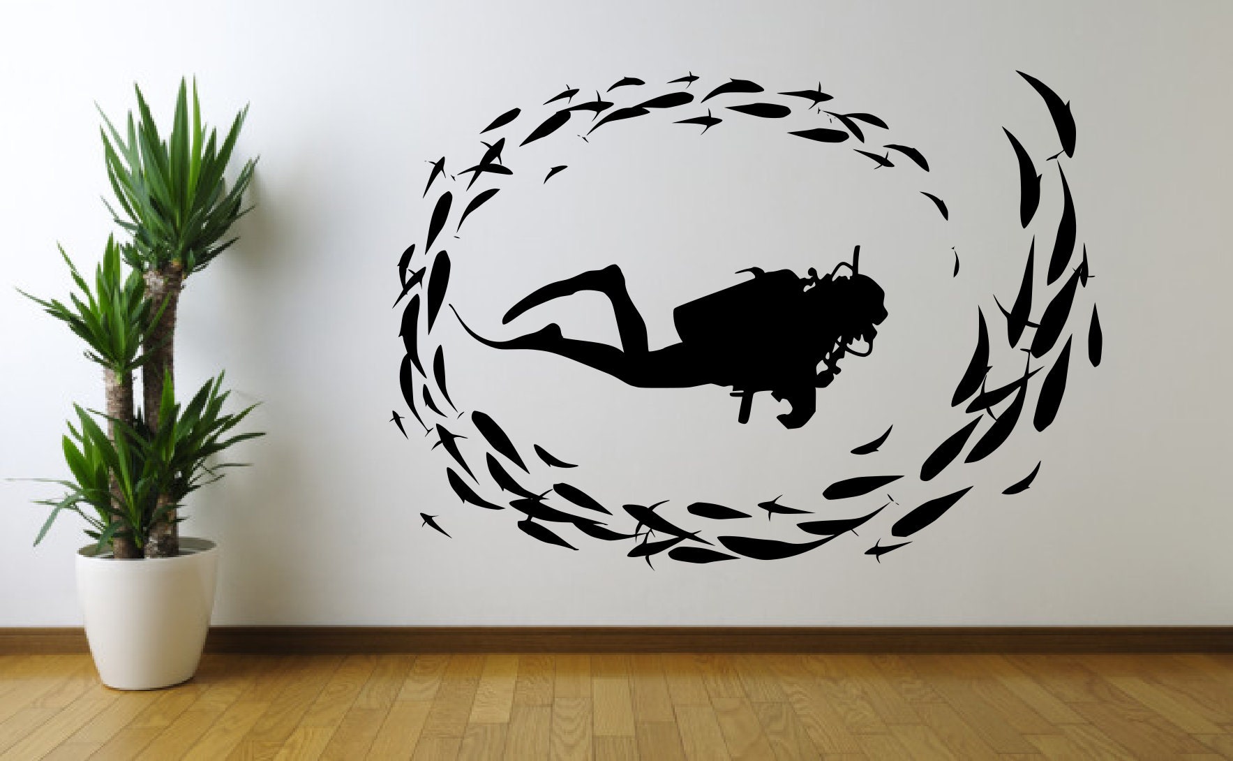Scuba Diver With Fish Wall Art Decal Sticker Home Transfer O103 - Etsy UK