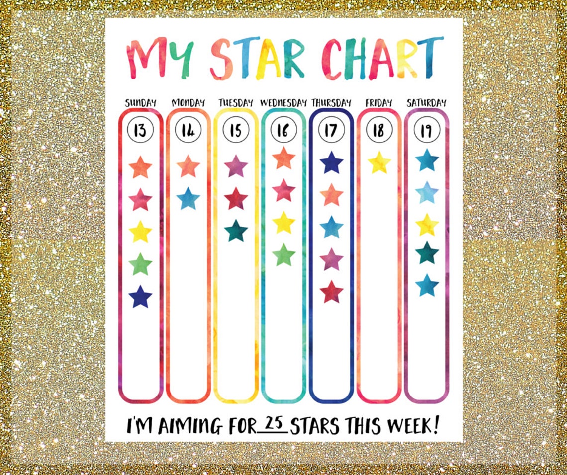Kid's Chore Chart Printable Star Chart For Kids | Etsy