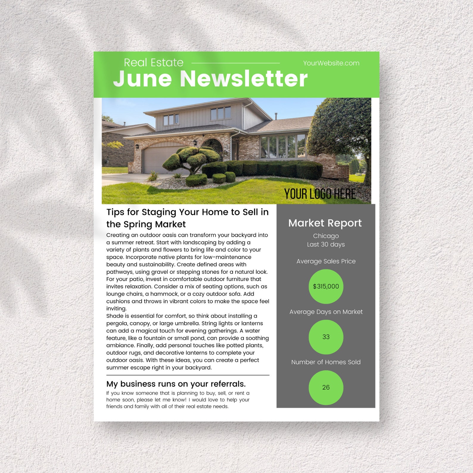 Editable June Real Estate Newsletter Template | Professional Design ...
