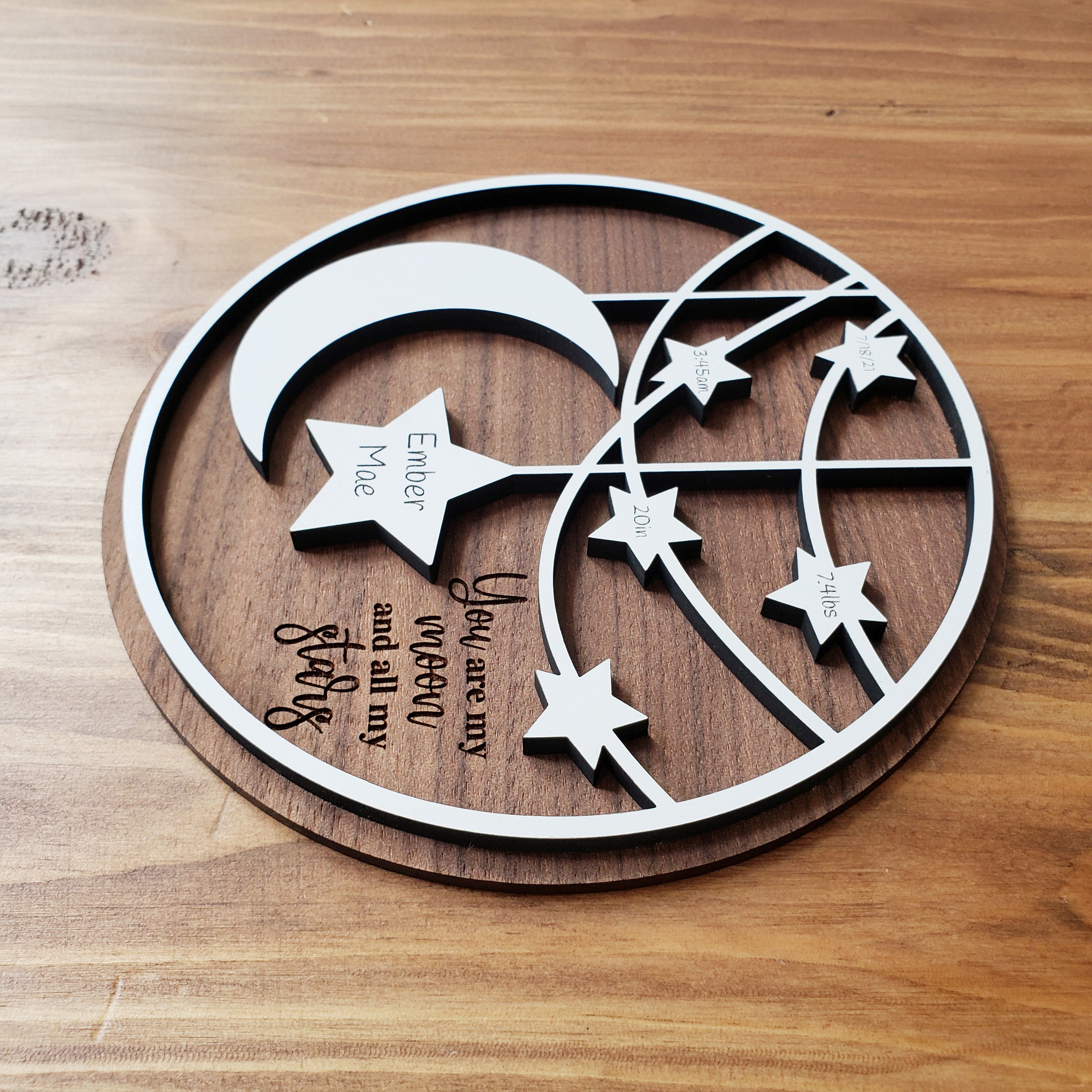 Home & Living STAR Baby Stats round sign Baby Keepsake Birth ...