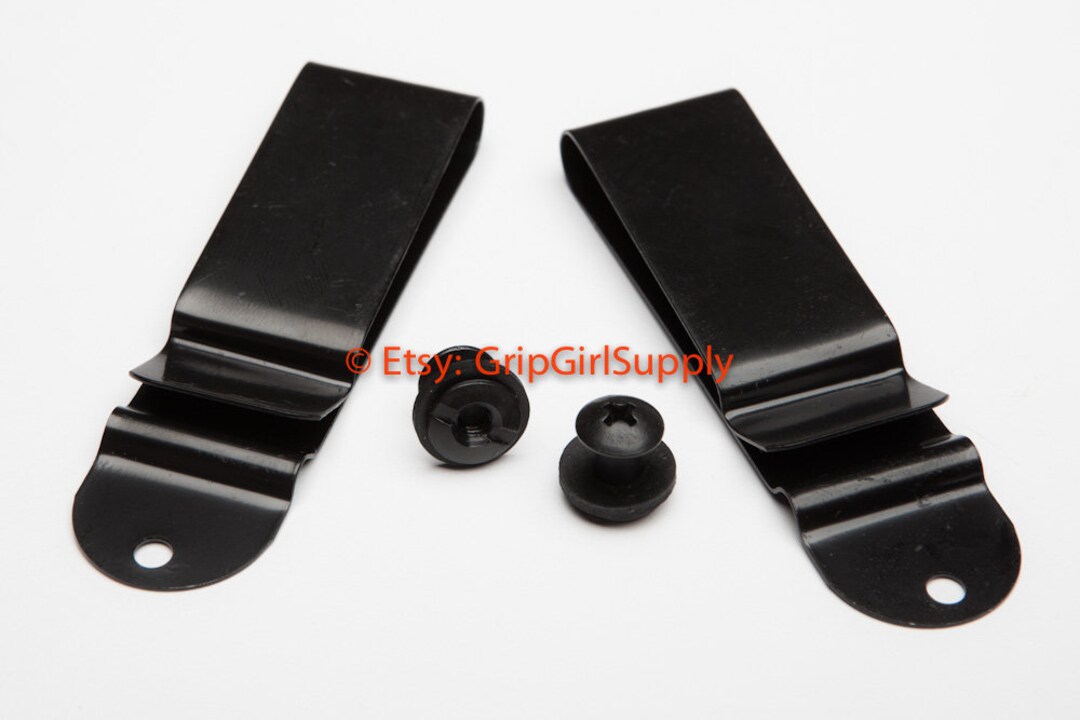 Set 2x Pair IWB Belt Clips + Mounting Hardware Black Spring Metal ...