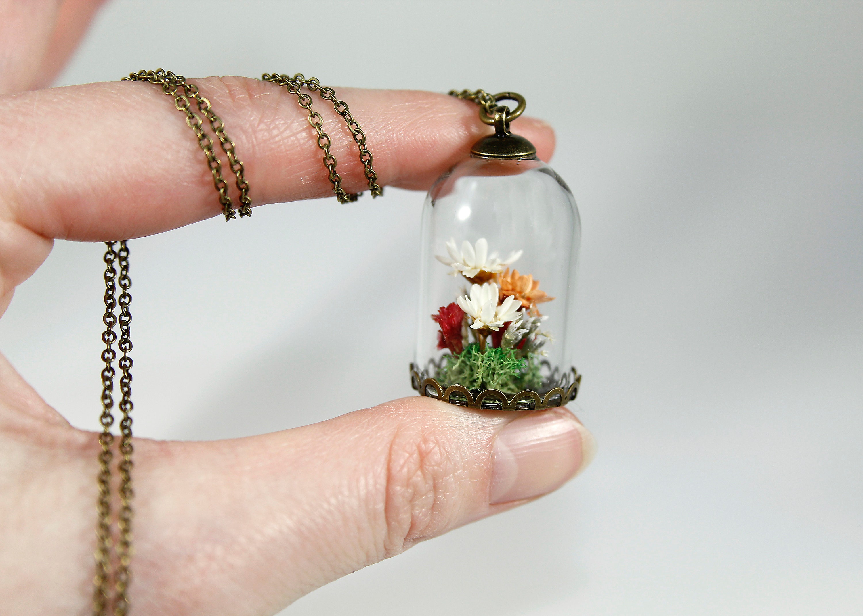 Terrarium Necklace, Real Flower Pendant, Nature Necklace, Nature Art ...