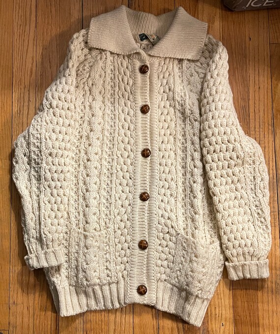 Vintage Irish Donegal Cardigan Sweater 100% Pure Wool… - Gem