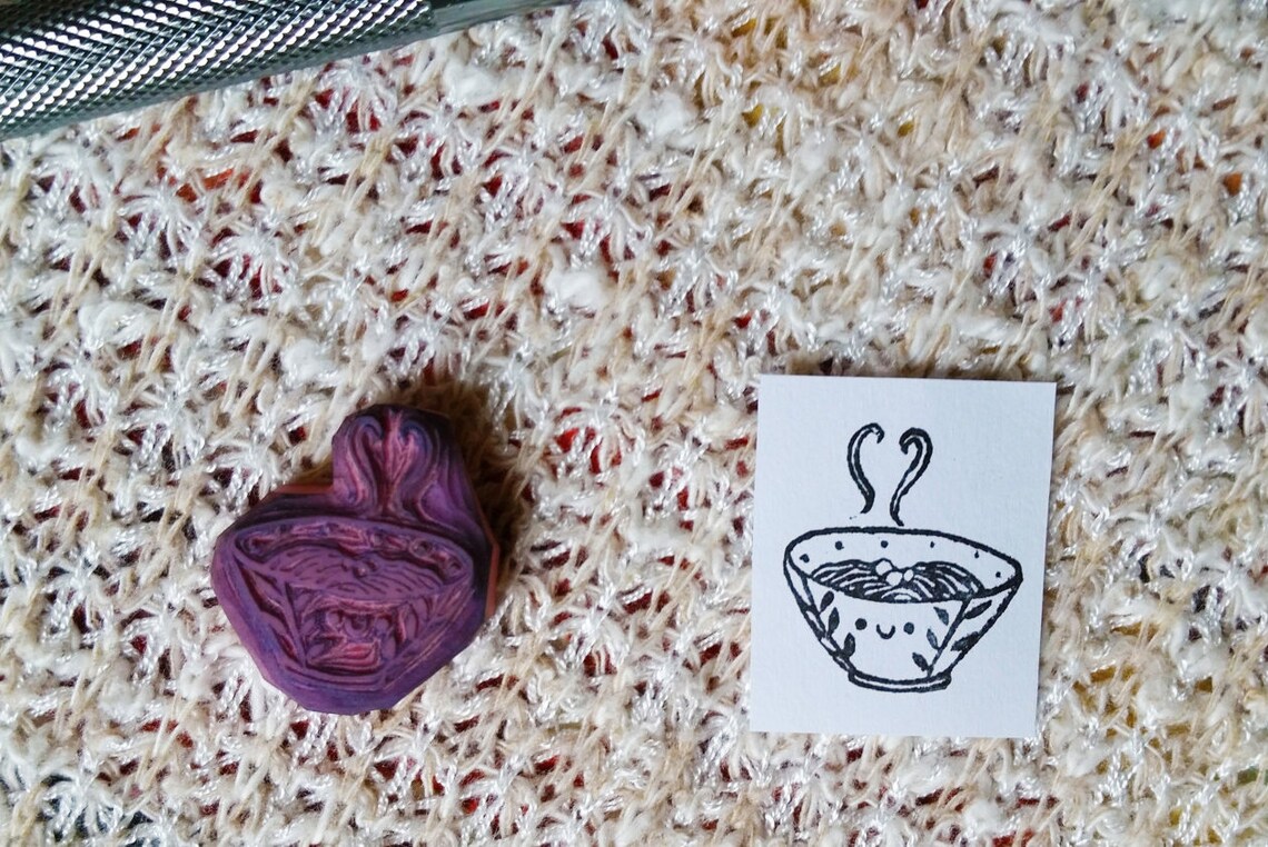 Noodle Bowl Rubber Stamp | Etsy