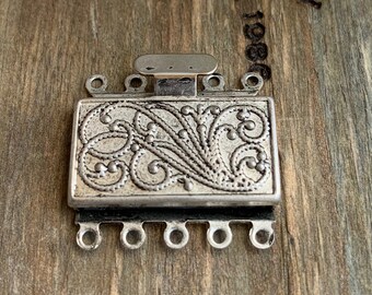 Antique Silver Box Clasp 5 Strand Vintage Style - Etsy