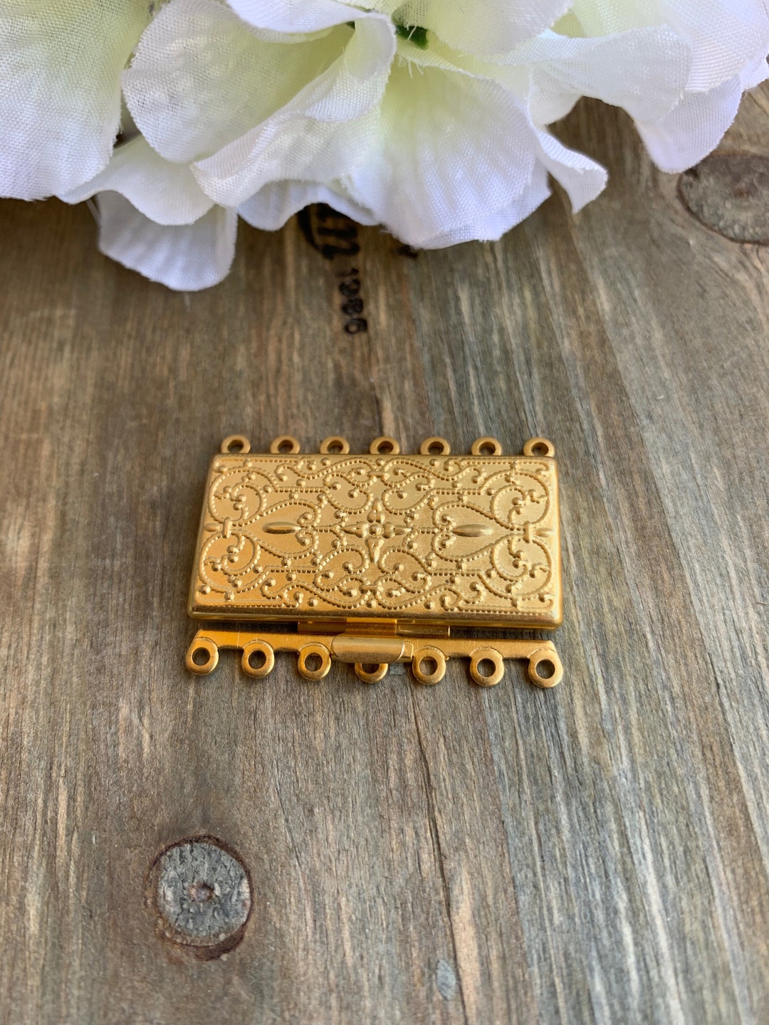 36x26mm Seven Strand Box Clasp Gold Vintage Look, Box (tab) Clasp, 7 ...