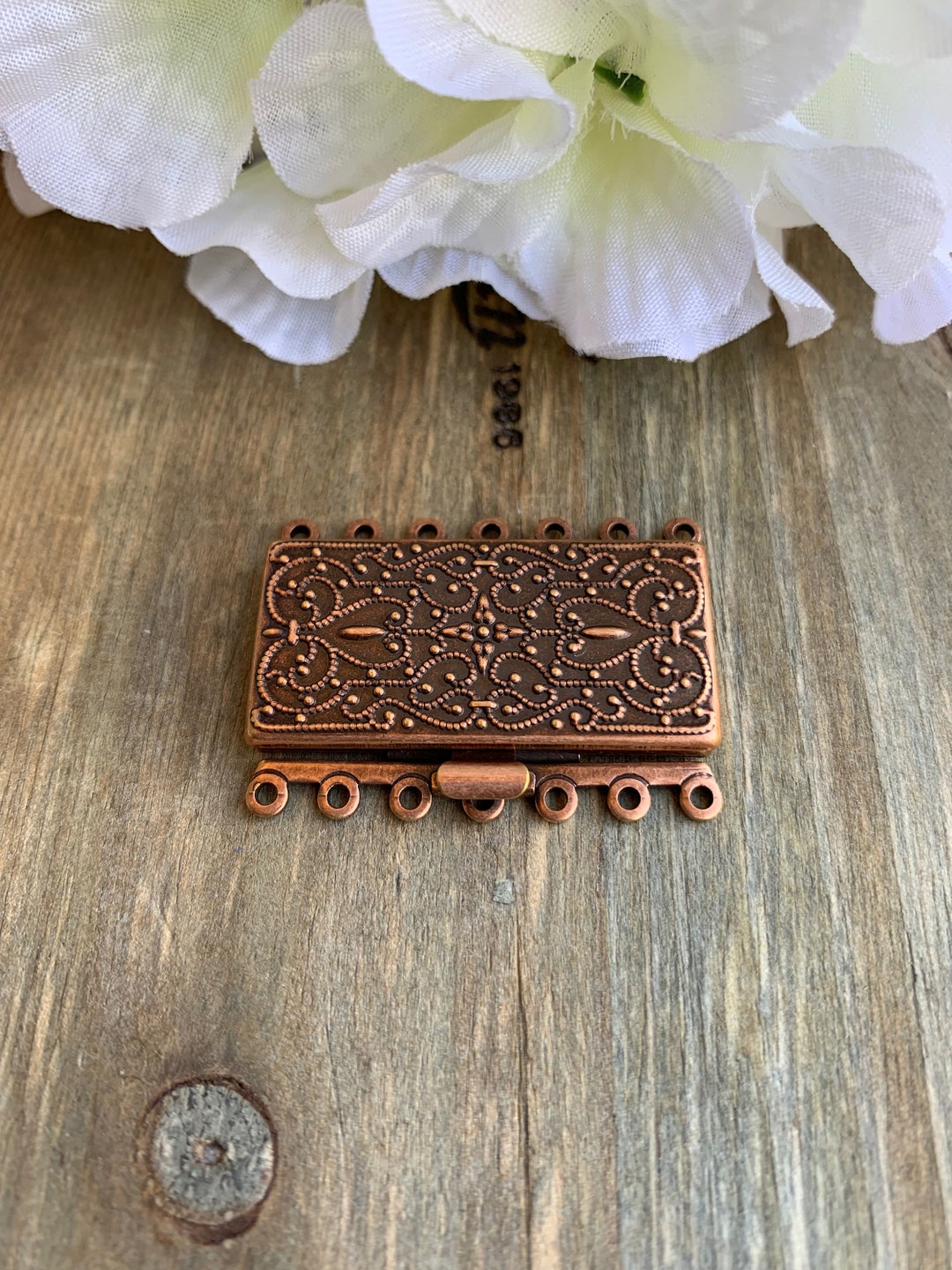 36x26mm 7 Strand Box Clasp Antiqued Copper Vintage Look Box - Etsy