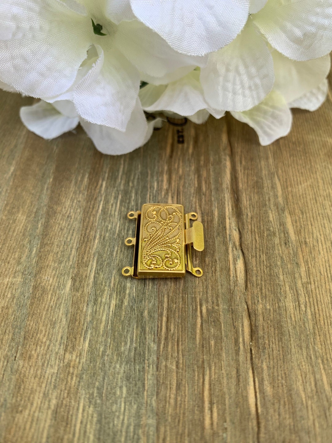 23x21mm Three Strand Box Clasp Gold Vintage Look, Box (tab) Clasp,3 ...