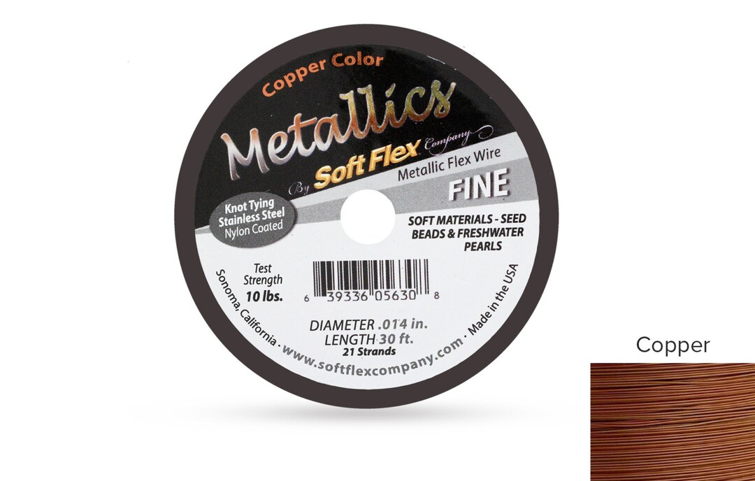 Soft Flex Metallics Copper Size Fine .014 30ft Spool Beading - Etsy