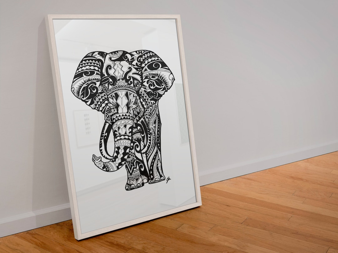 Elephant Art/ Elephant Picture/ Tribal Elephant/ Samoan/ Tribal Print ...