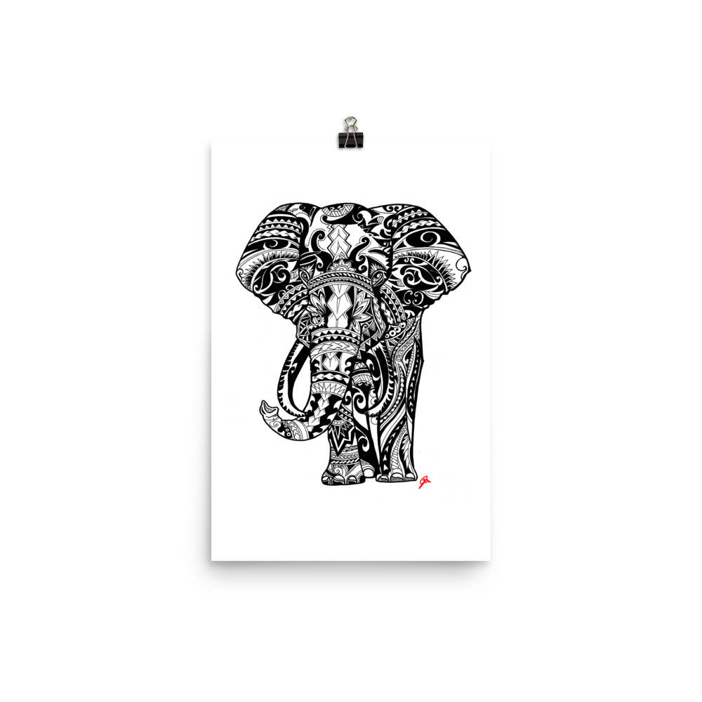 Elephant Art/ Elephant Picture/ Tribal Elephant/ Samoan/ Tribal Print ...