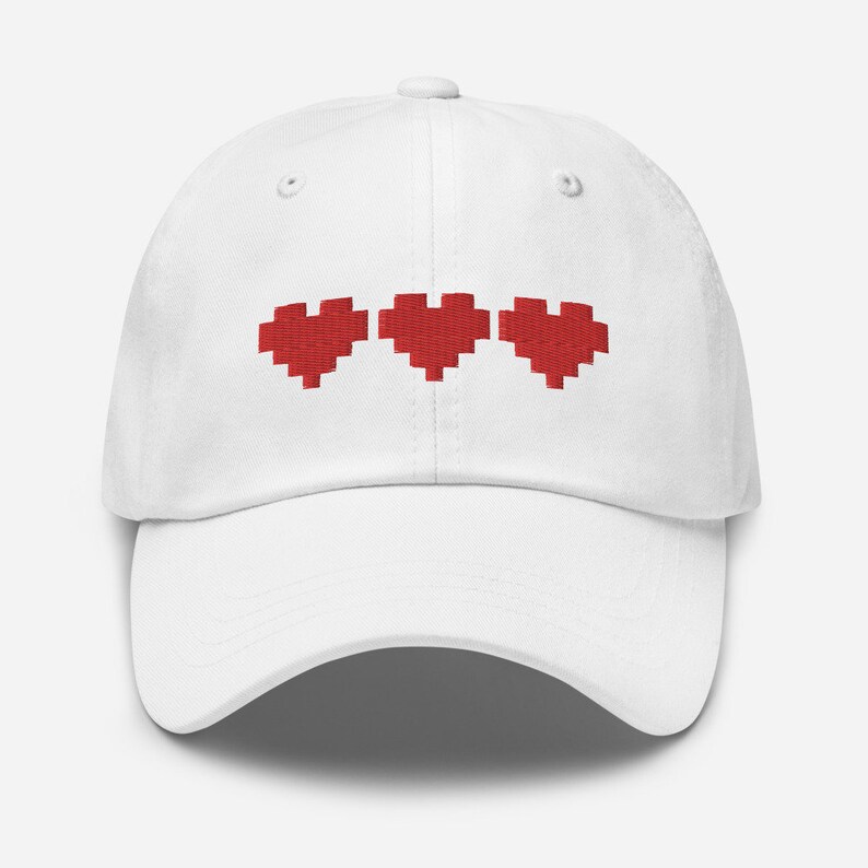 Video Game Dad Hat, 8bit Hearts Dad Cap, Video Game Lives Design, Gift ...