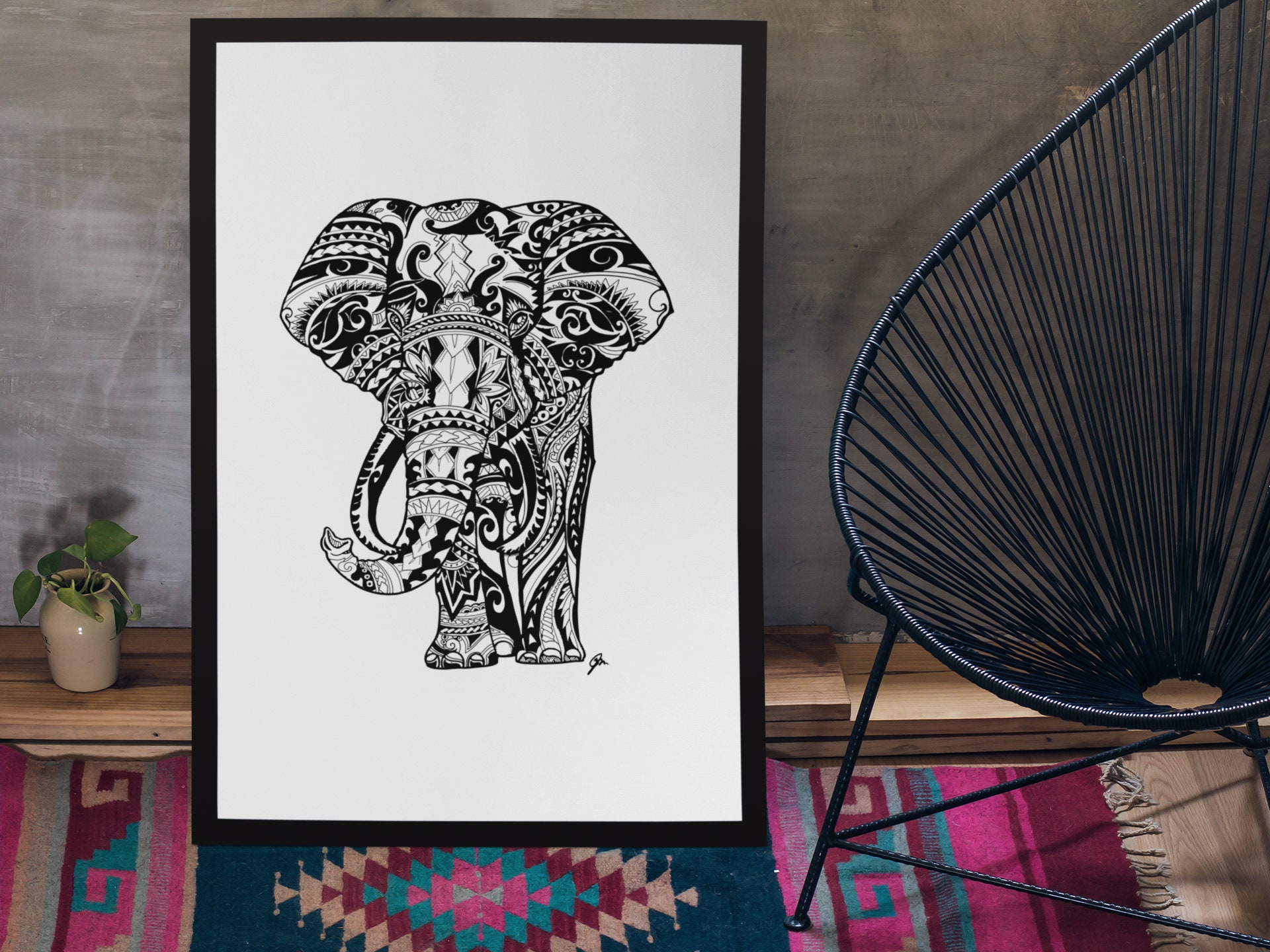 Elephant Art/ Elephant Picture/ Tribal Elephant/ Samoan/ Tribal Print ...