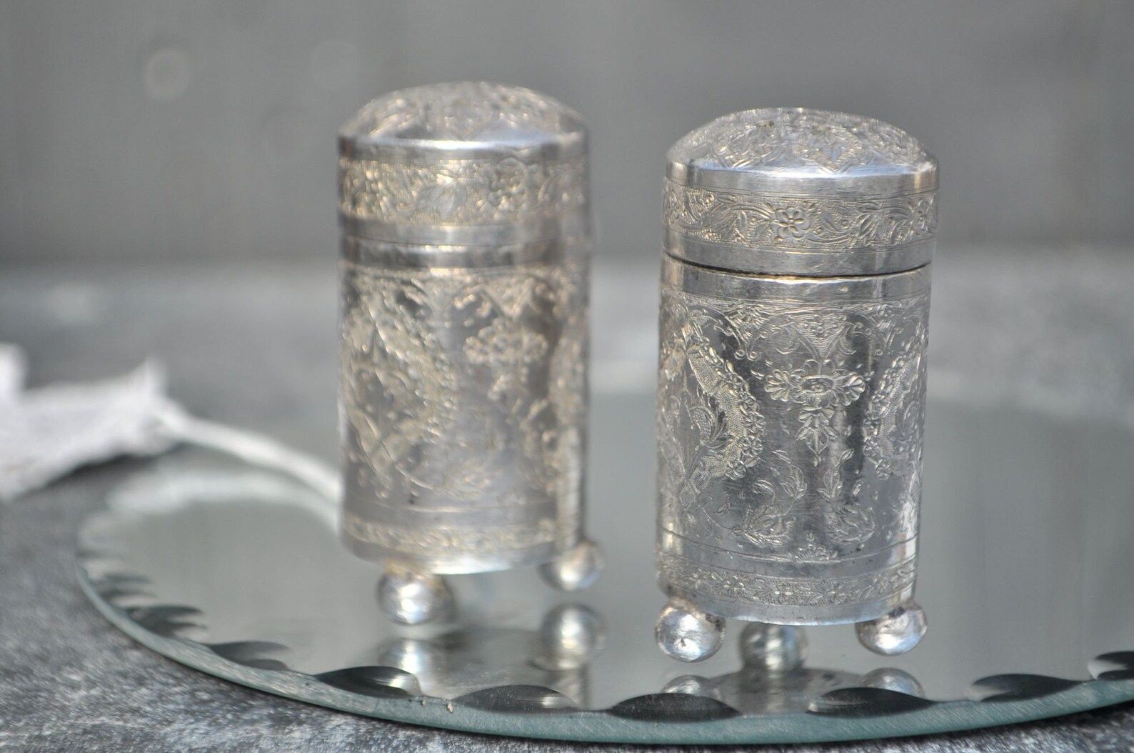 Engraved Solid Silver Salt & Pepper Shakers - Etsy