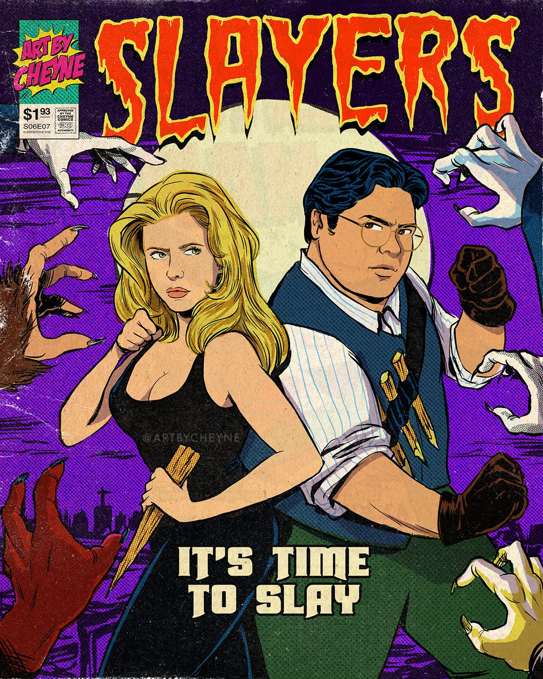 Buffy and Guillermo Comic Book Mashup - Vintage Comic Print - Etsy