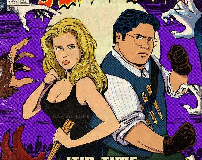 Buffy and Guillermo Comic Book Mashup - Vintage Comic Print - Etsy