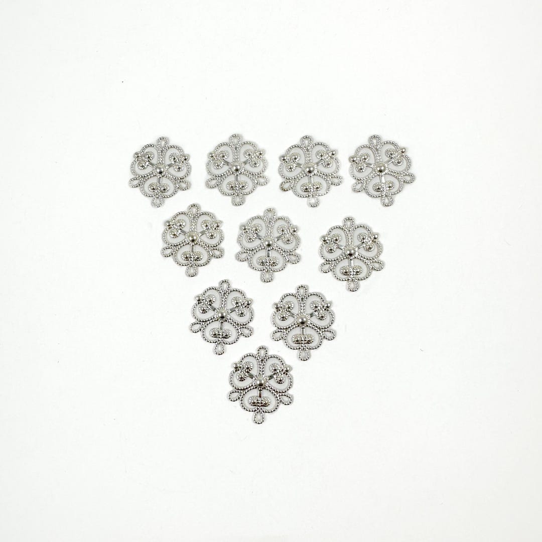 Openwork Vintage Solje Style Chrome Findings - 10 Pieces - Etsy