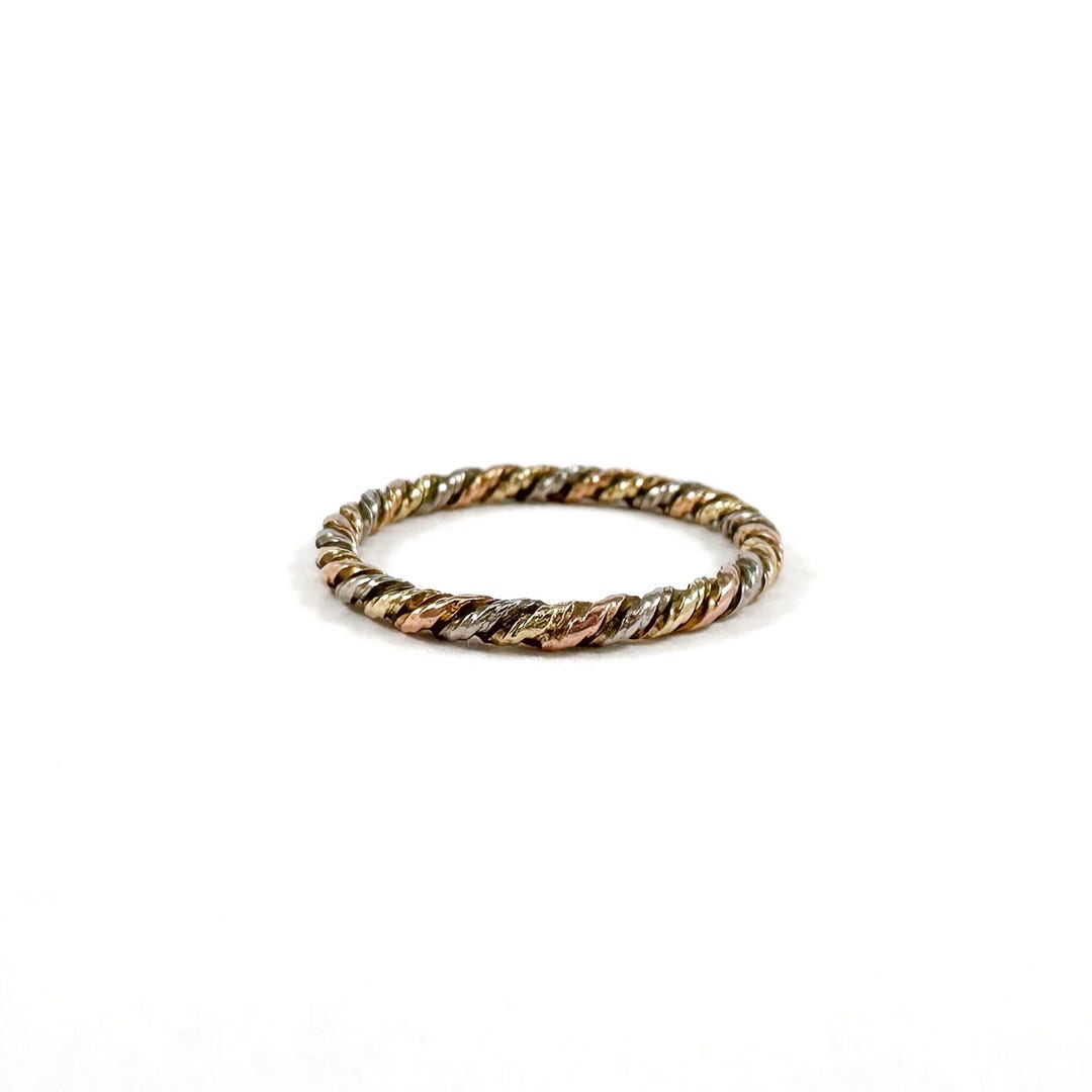 Triple Fancy Tri-color 14k Stacker Band - Etsy