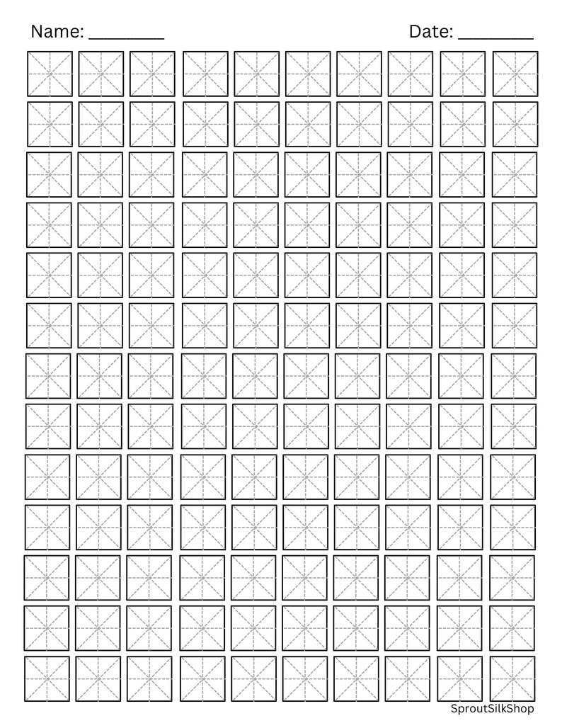 Chinese Writing Handout Printable Mi Zi Ge 米字格 Tian Zi Ge 田字格 ...