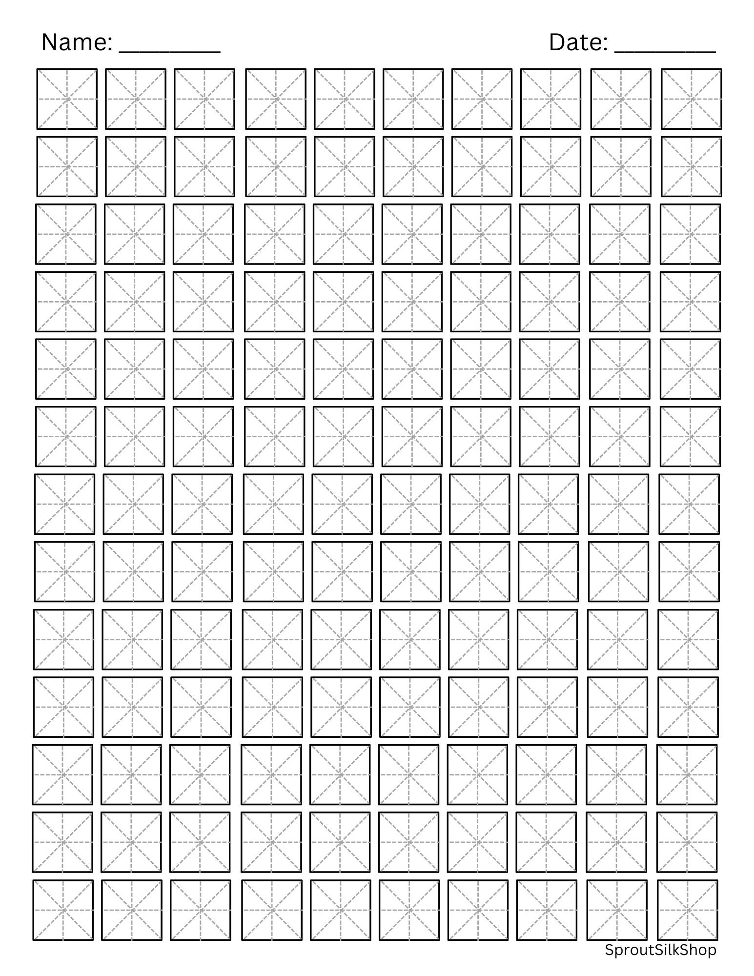 Chinese Writing Handout Printable Mi Zi Ge 米字格 Tian Zi Ge 田字格 ...