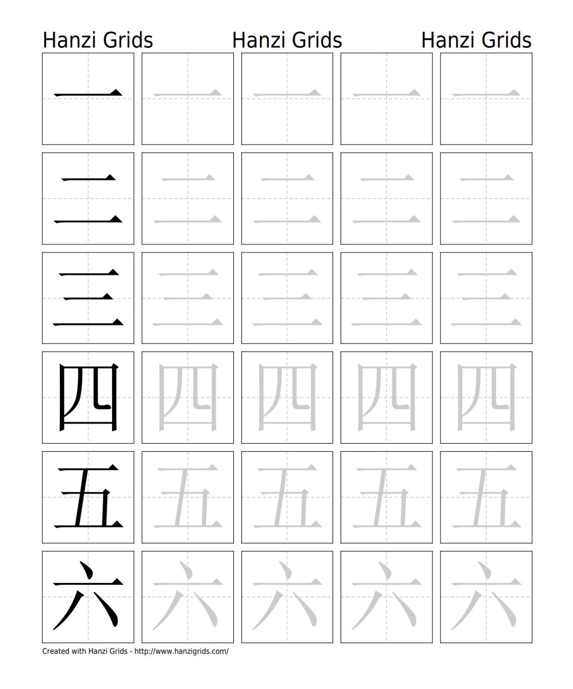 Chinese Worksheet Handwriting Practice for Kids Numbers Chinese Learn ...