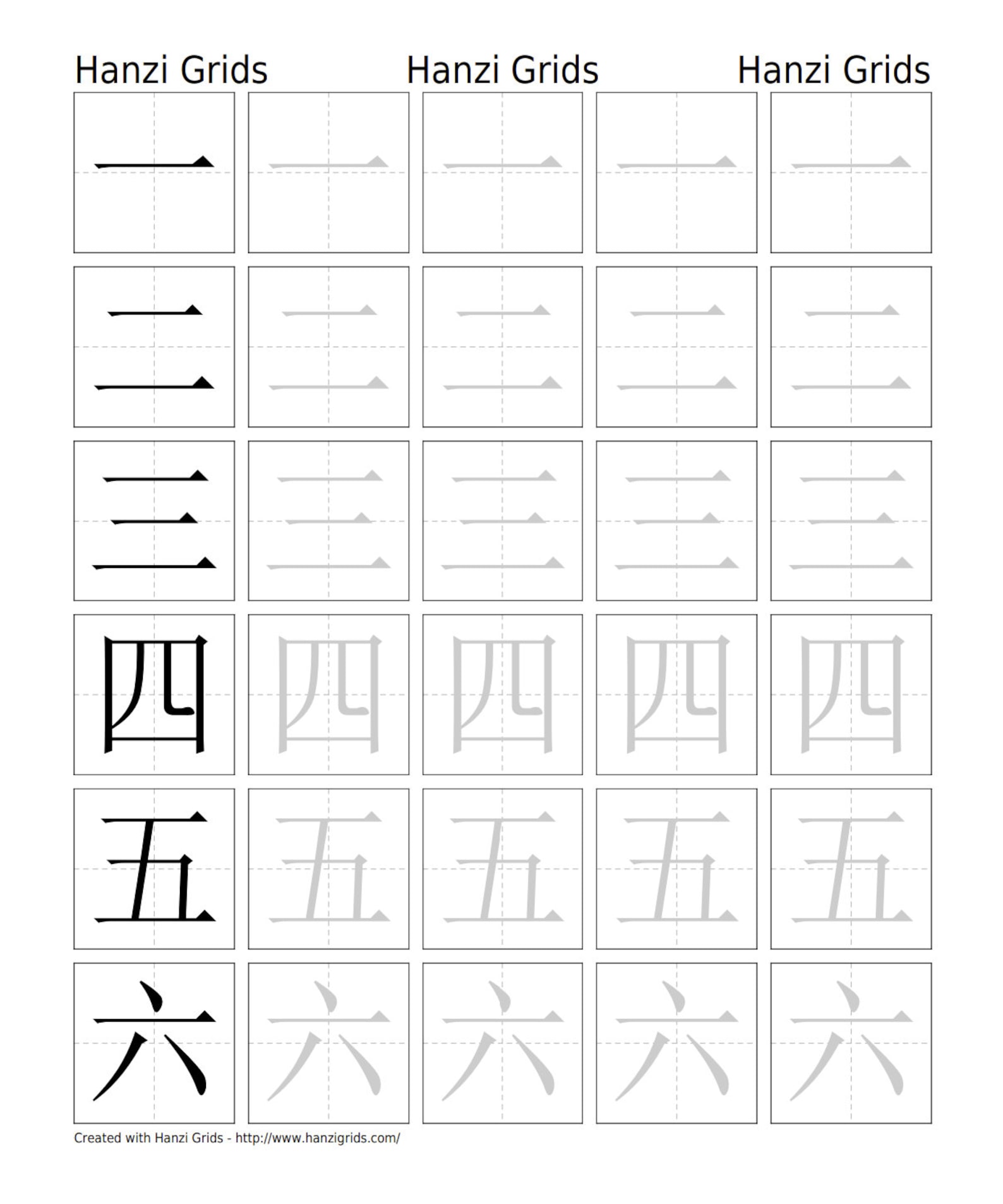 Chinese Worksheet Handwriting Practice for Kids Numbers Chinese Learn ...