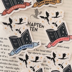 Fantasy Book Dragon Sticker Holographic / Bookish Sticker / Book Worm ...