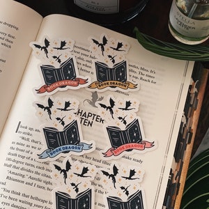 Fantasy Book Dragon Sticker Holographic / Bookish Sticker / Book Worm ...