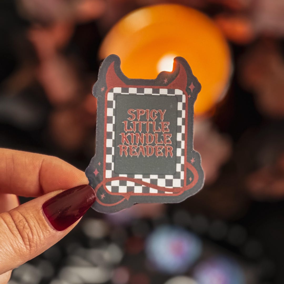 Spicy Kindle Reader Sticker: Dark Romance Booktok, Halloween Checkered ...