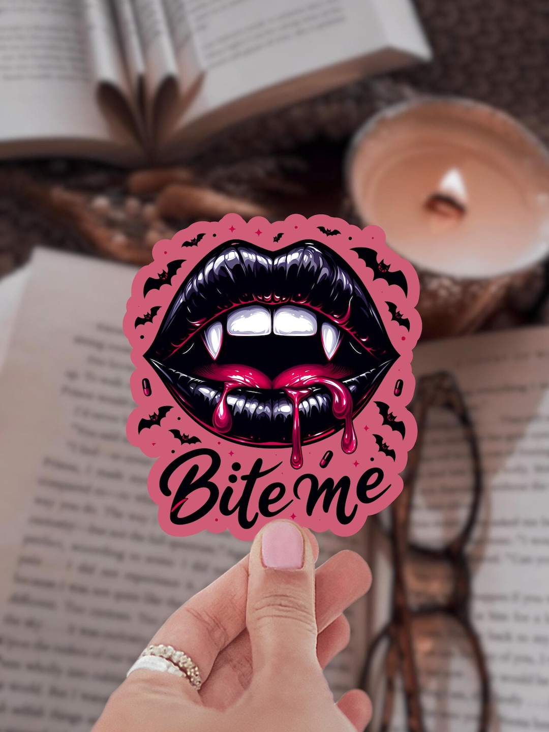 Vampire Bite Me Sticker / Bookish Sticker / Spooky Sticker / Bookish ...