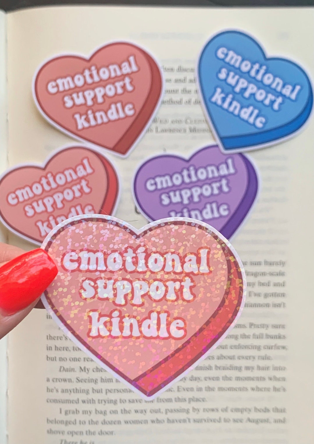 Emotional Support Kindle Sticker: Holographic Heart Vinyl Decal - Etsy
