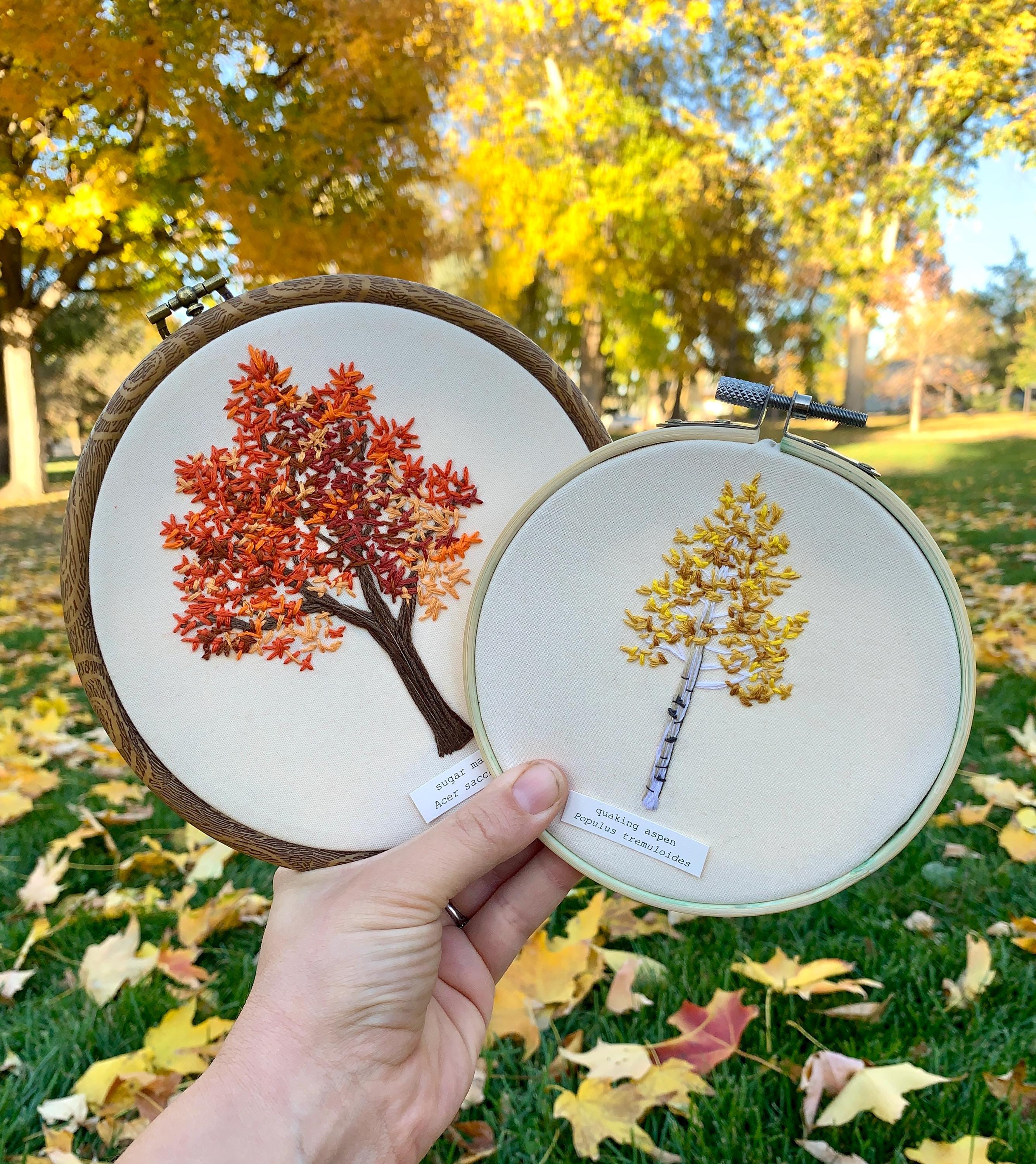 Aspen & Maple Tree Embroidery Pattern: Thread Painting (PDF) - Etsy