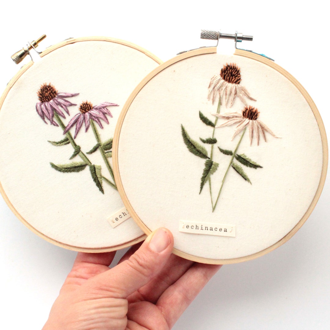 Botanical Embroidery Downloadable Pattern, Echinacea Pattern, PDF ...