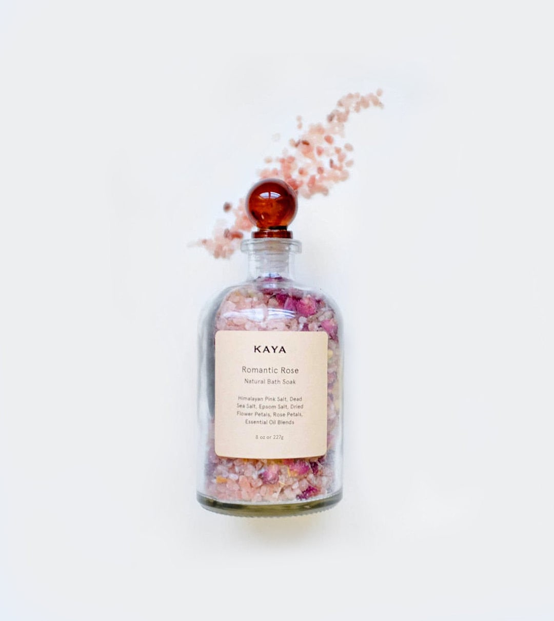 Rose Bath Soak: Natural Salts, Rose Petals & Essential Oils 8 Oz - Etsy