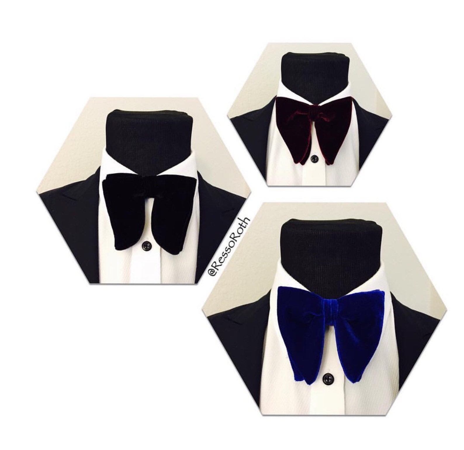 3 Oversized Bow Ties. Wedding Bowtie. Blue Velvet Bow Tie. Groom Bowtie ...