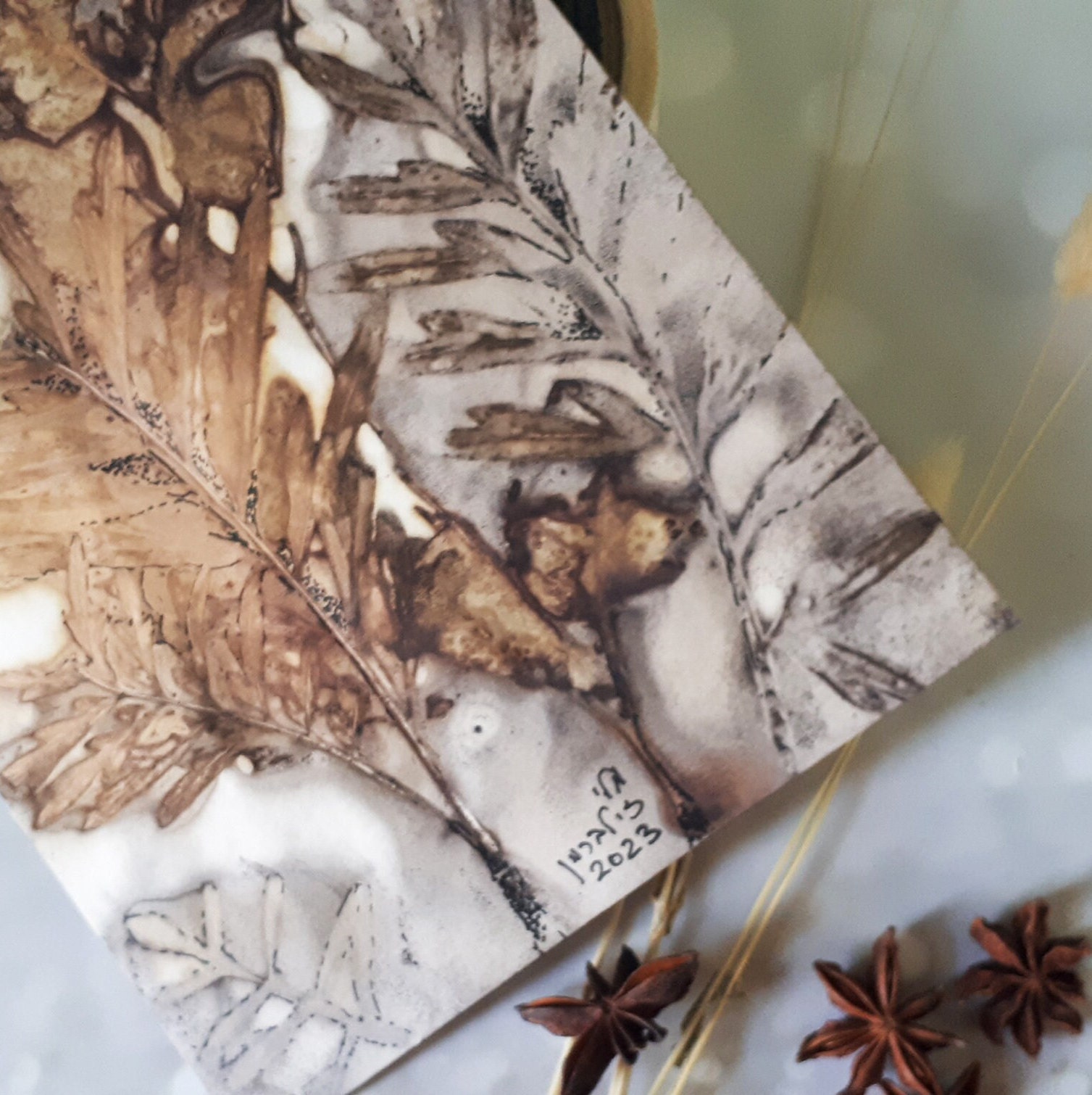Original Eco-printed Paper Art Natural Plant Dyed Print - Etsy