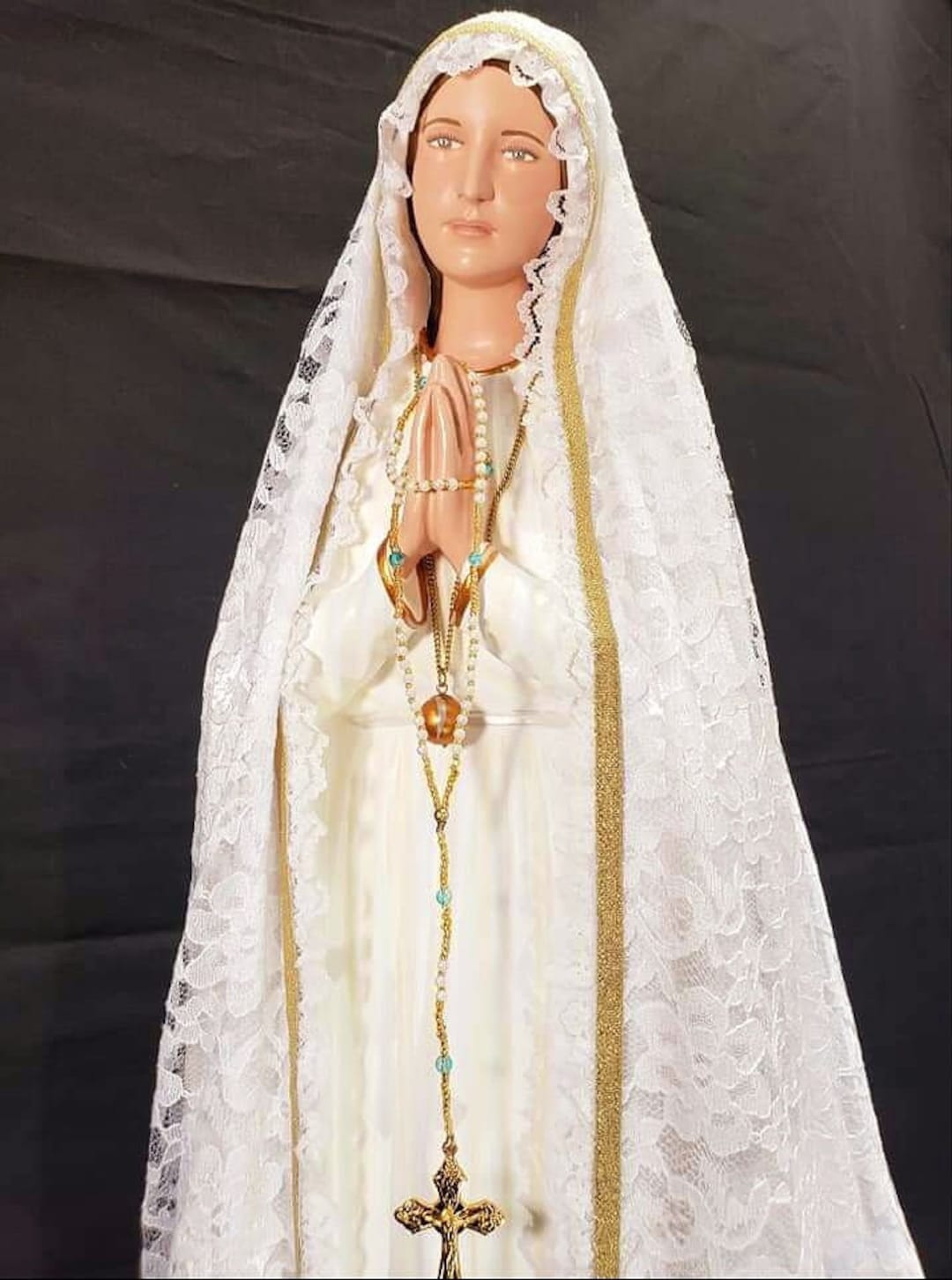 Our Lady of Fatima 25% Off With Gold Plated/metal Jeweled Crown 26 ...