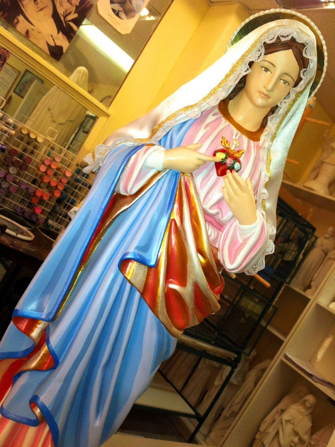 Immaculate Heart of Mary 26 with gold plated/metal - Etsy España