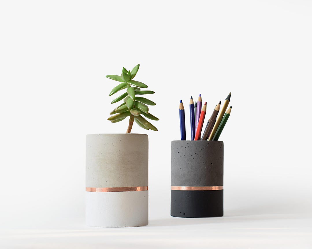 Concrete Pencil Holder, Planter for Succulent, Elegance Home Decor ...