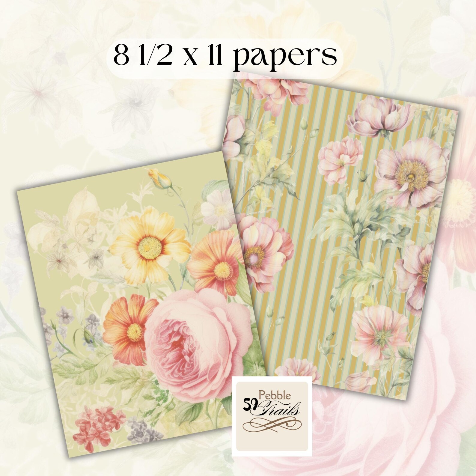 Floral Junk Journal Scrapbook Paper: Bouquets of Love (digital Download ...