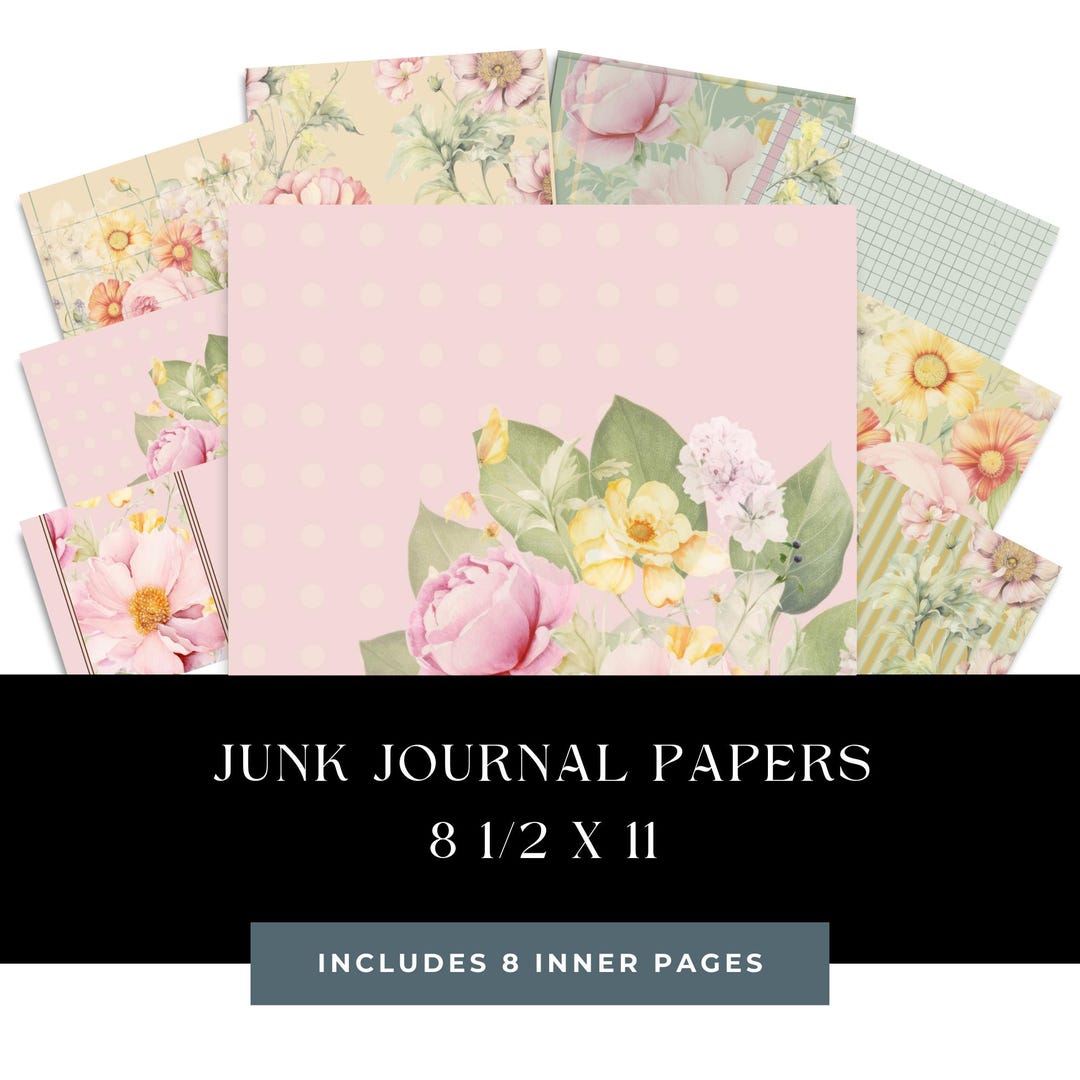 Floral Junk Journal Scrapbook Paper: Bouquets of Love (digital Download ...