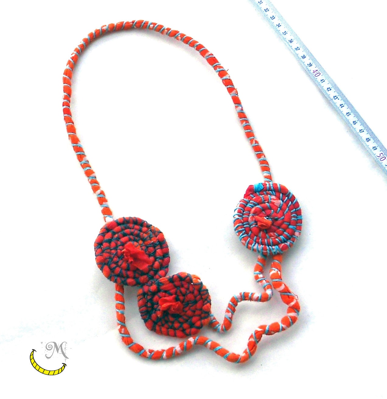 Textile necklace from upcycled fabric sustainable fashion | Etsy