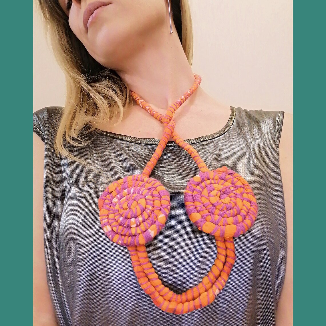 Textile Necklace From Upcycled Fabric Ethnic Necklaces for - Etsy