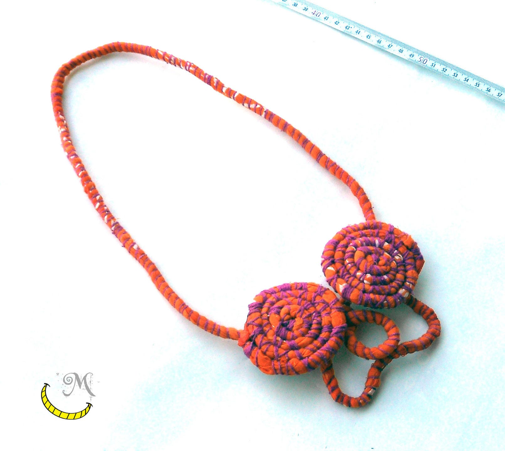 Textile necklace from upcycled fabric sustainable fashion | Etsy